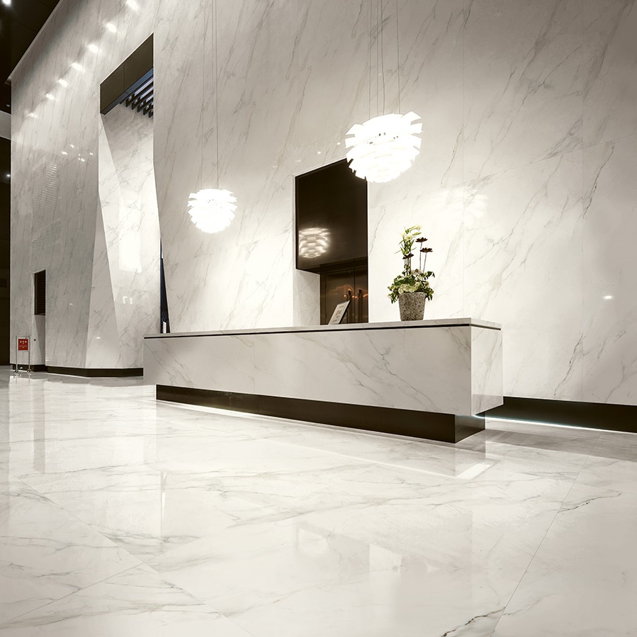 Large Format Porcelain Slabs Tiles Calacatta | Total Look Tiles